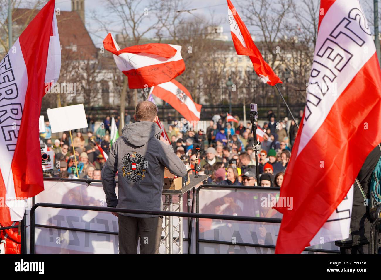 Wien, Europa, 1. März 2025, Demonstration, Neuwahlen jetzt, Protest ...
