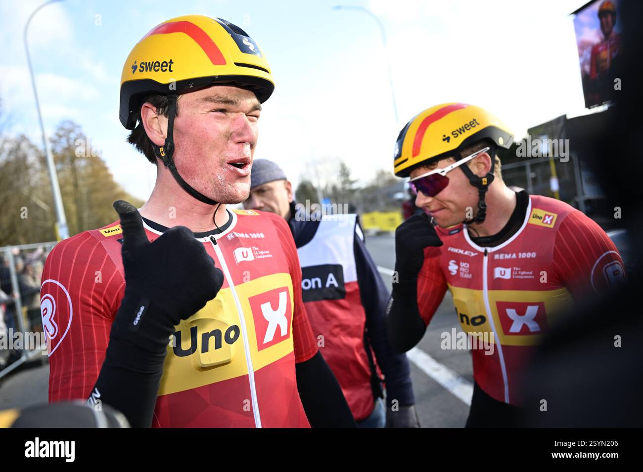 Norwegian Soren Waerenskjold of Uno-X Mobility celebrates after winning ...