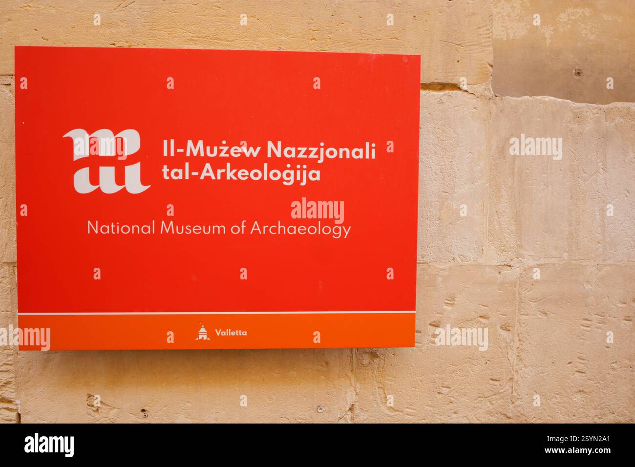 National Museum of Archaeology in Valletta, Malta entrance sign Stock ...