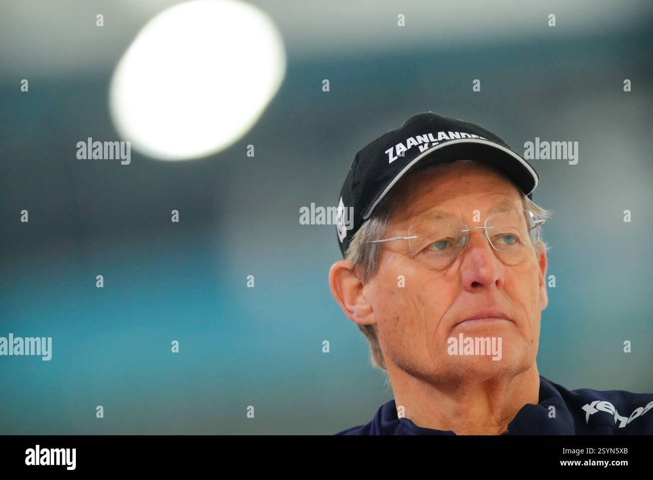 Dutch speed skating coach Jillert Anema watches the 3000 meter race of ...