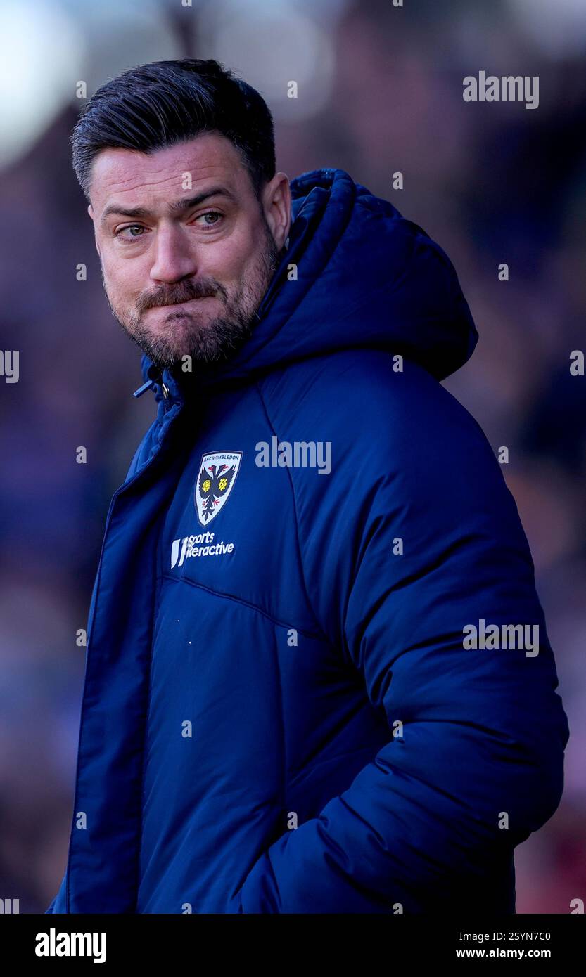 AFC Wimbledon Manager Johnnie Jackson during the Sky Bet League Two ...