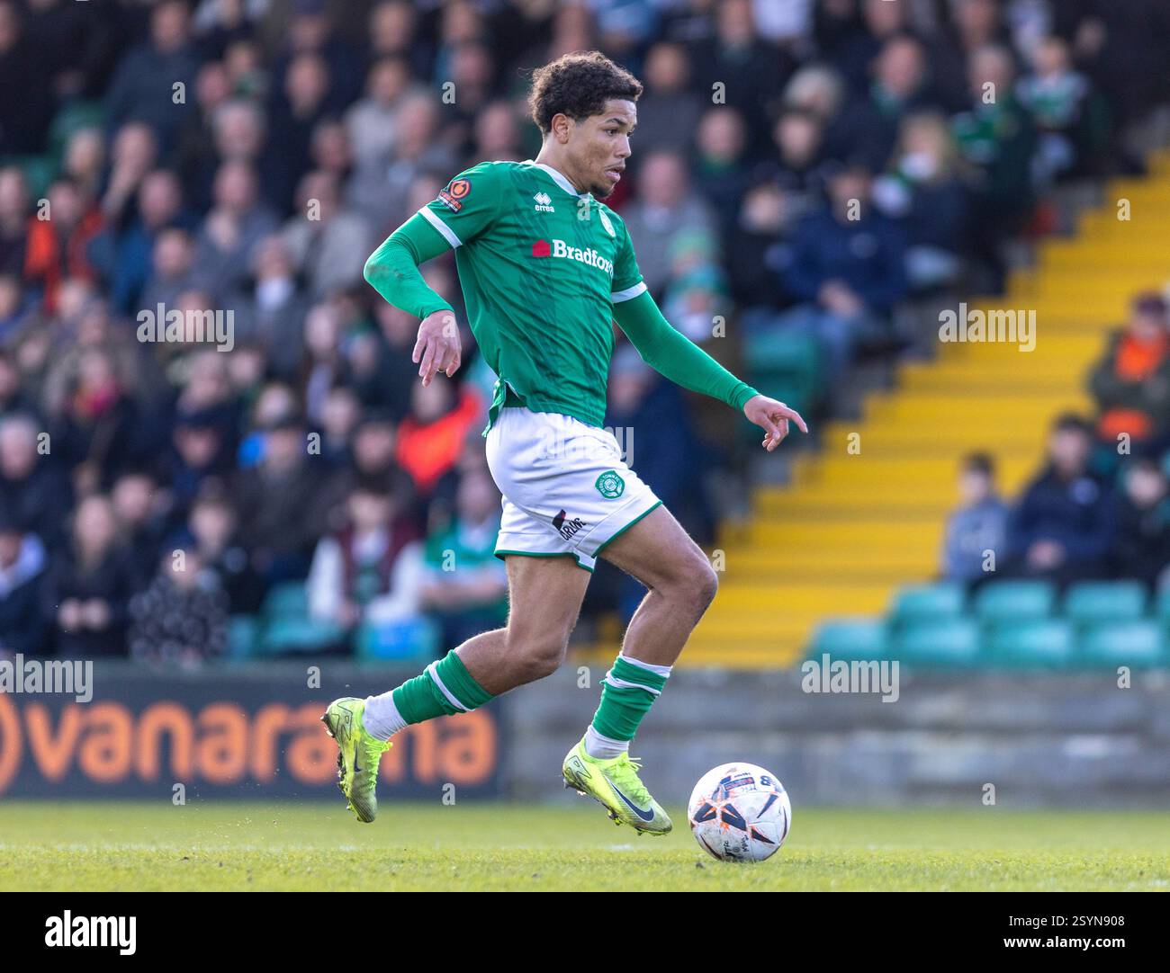 Yeovil, Somerset, UK. 1st March, 2025. Kyrell Wilson of Yeovil Town ...