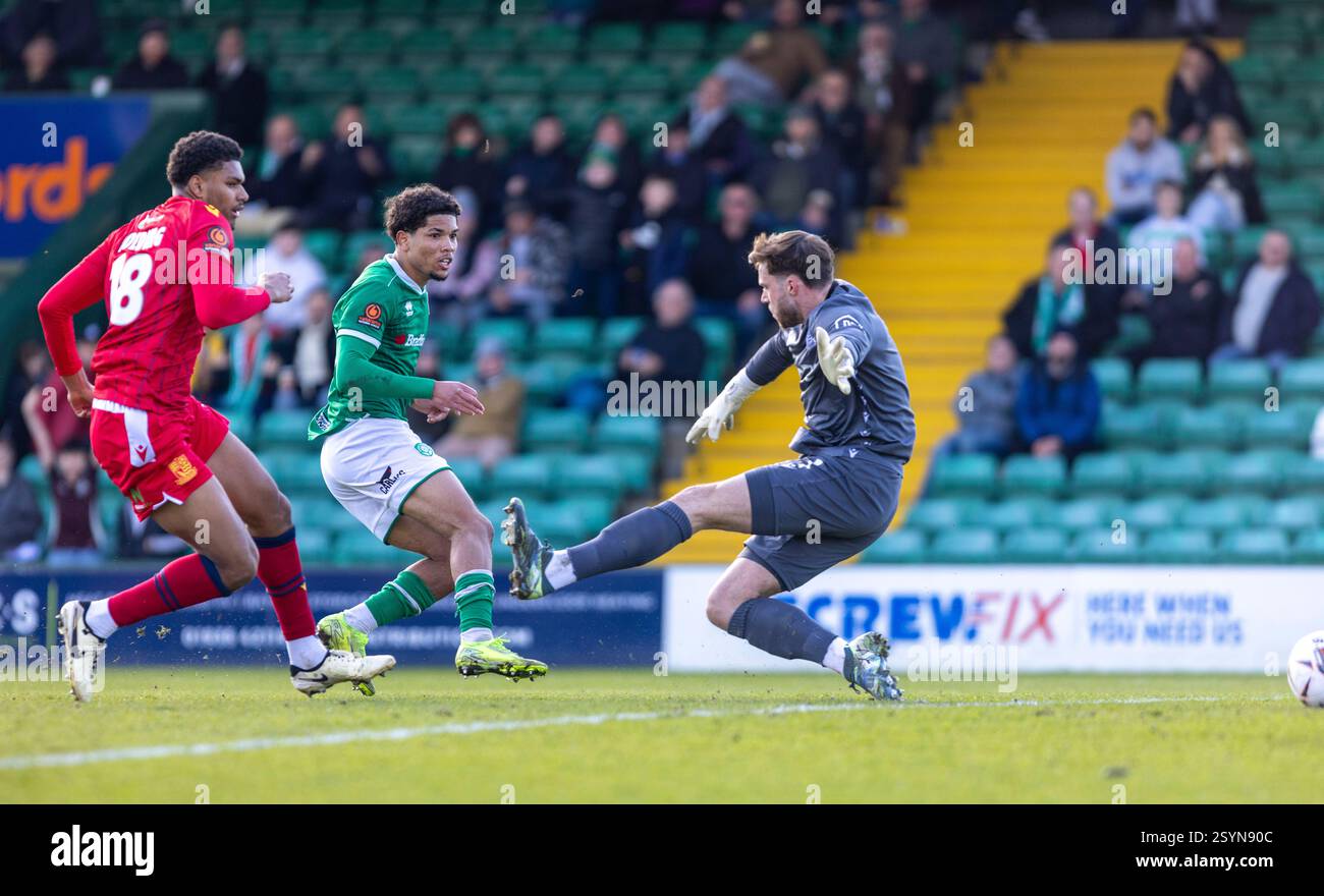 Yeovil, Somerset, UK. 1st March, 2025. Kyrell Wilson of Yeovil Town ...