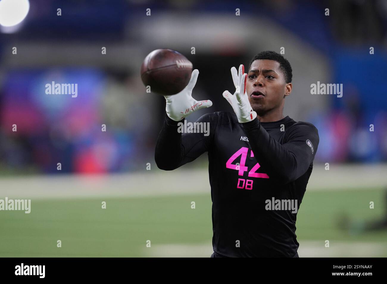 Navy defensive back Rayuan Lane III runs a drill at the NFL football ...