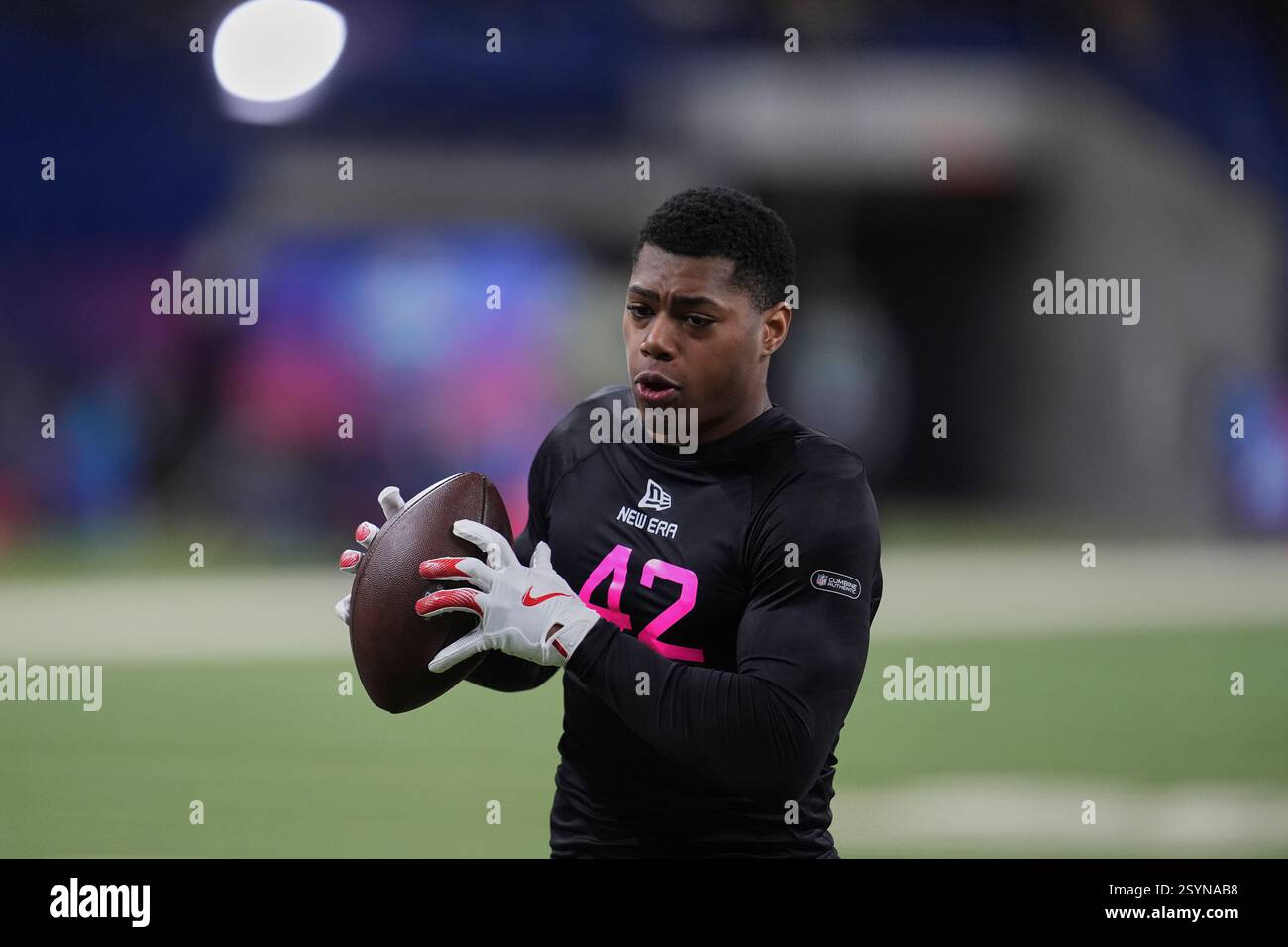 Navy defensive back Rayuan Lane III runs a drill at the NFL football ...