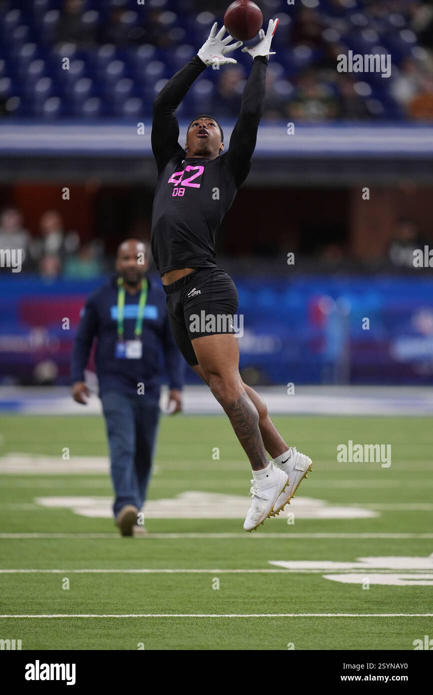 Navy defensive back Rayuan Lane III runs a drill at the NFL football ...