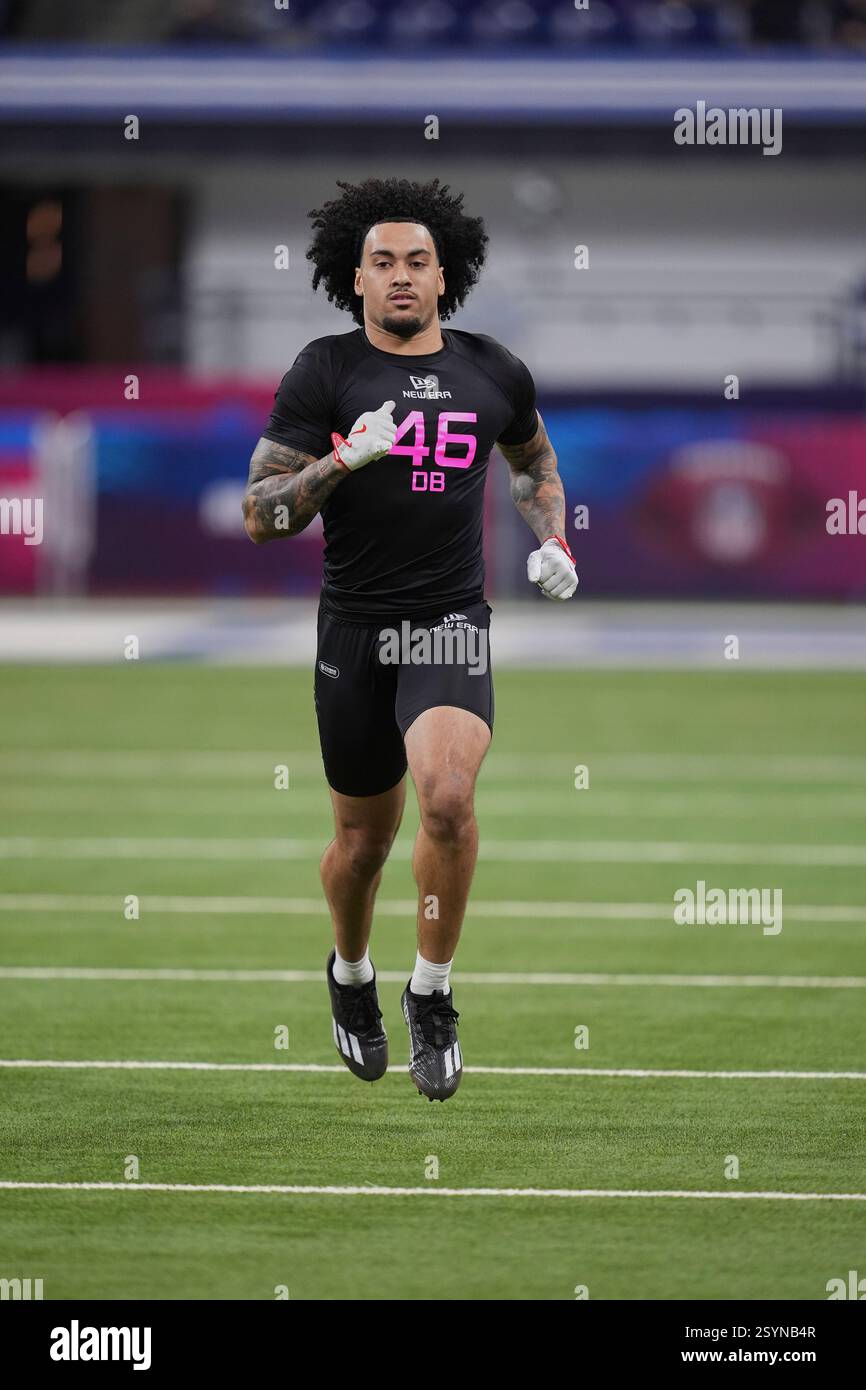 Ohio State defensive back Lathan Ransom runs a drill at the NFL ...