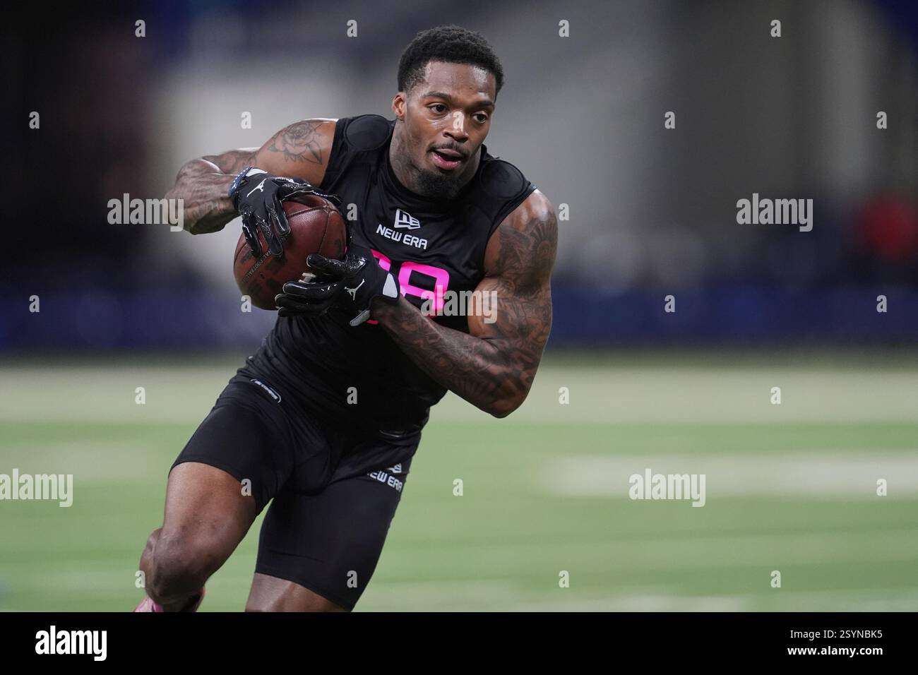 Syracuse defensive back Alijah Clark runs a drill at the NFL football ...