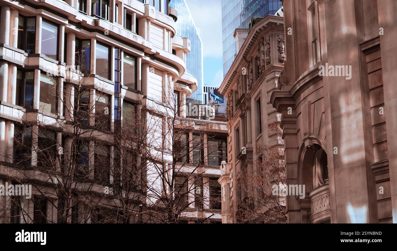 Historic London street with elegant old buildings and classic European ...