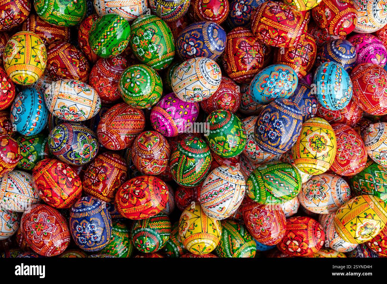 colorful colored eggs or easter eggs decorated to celebrate ...