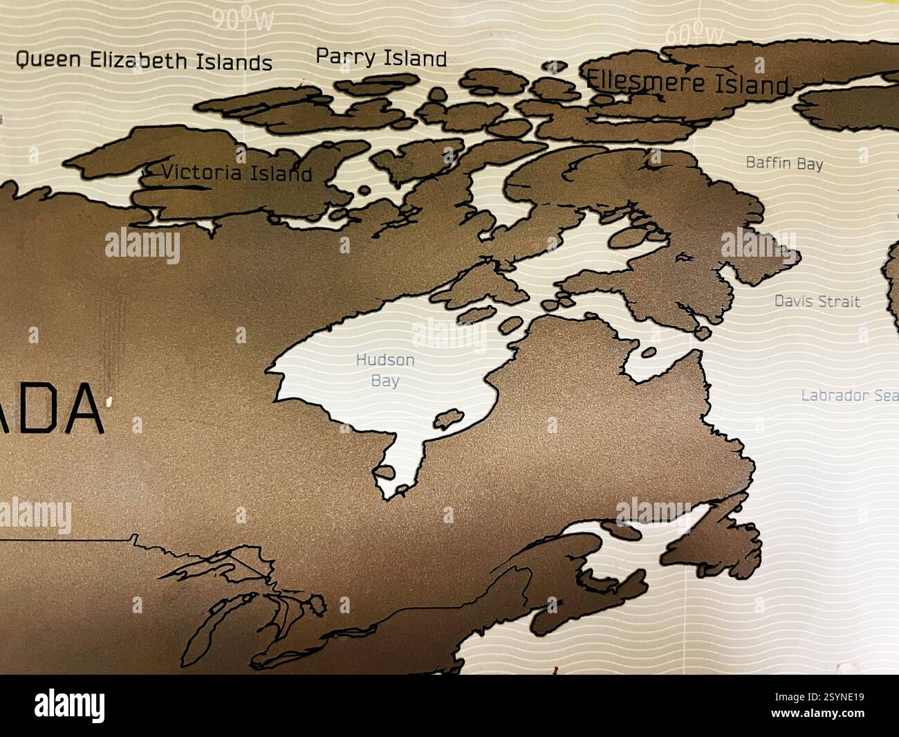 Detailed illustration highlighting Canada's Arctic topographic features ...