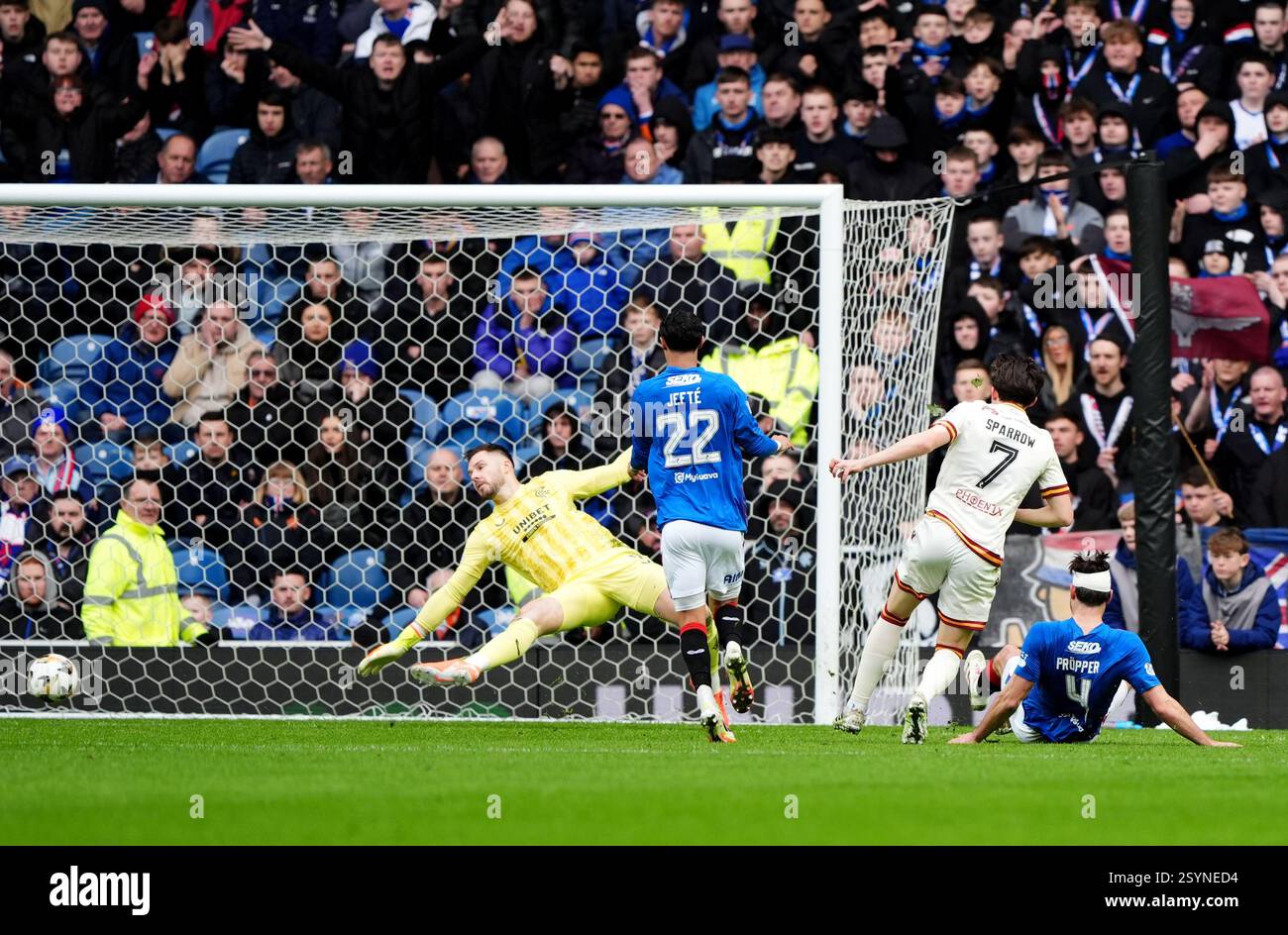 Motherwell's Tom Sparrow (second right) scores his sides second goal ...