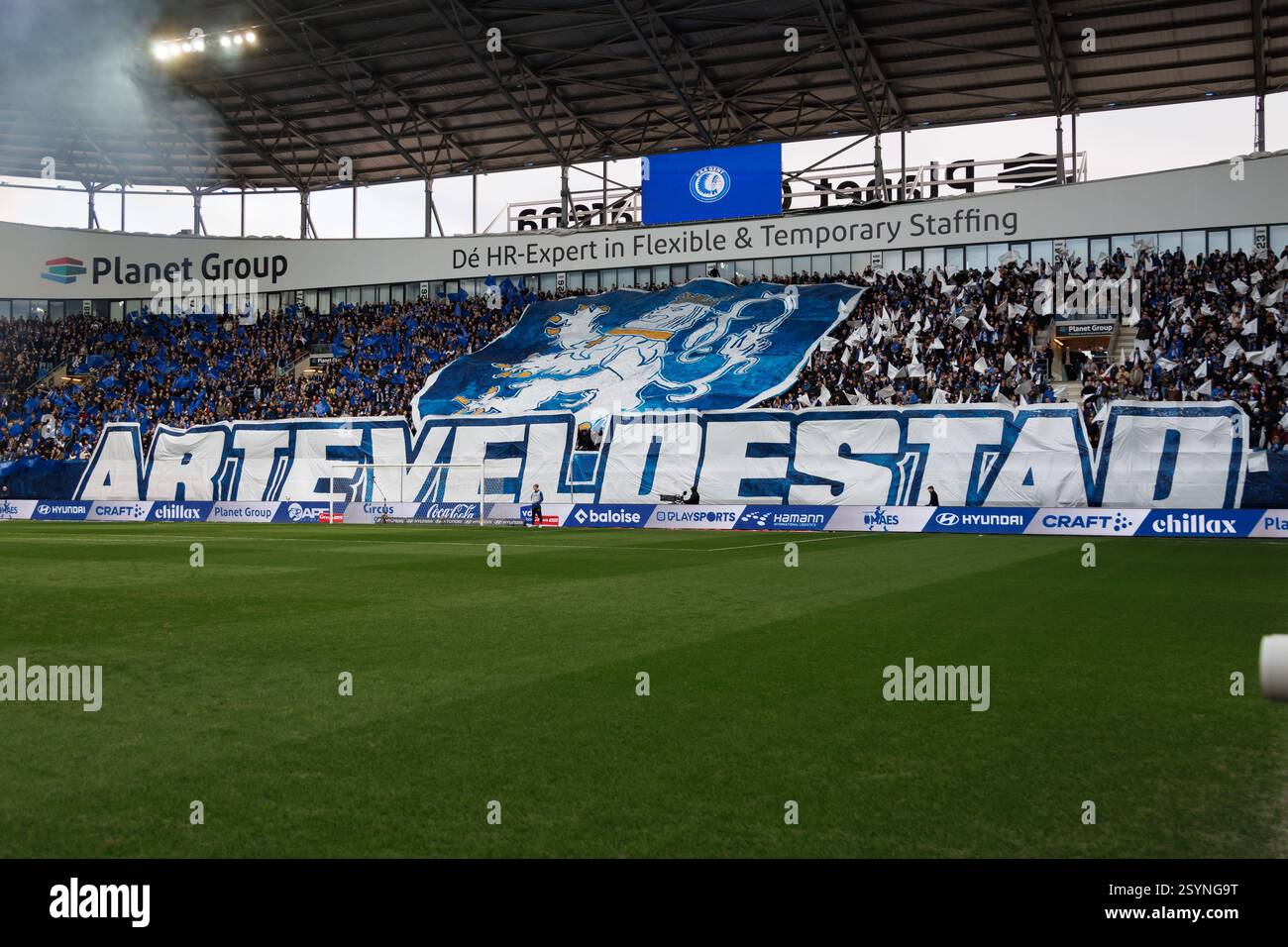 Gent, Belgium. 01st Mar, 2025. Gent's supporters and new tifo pictured ...