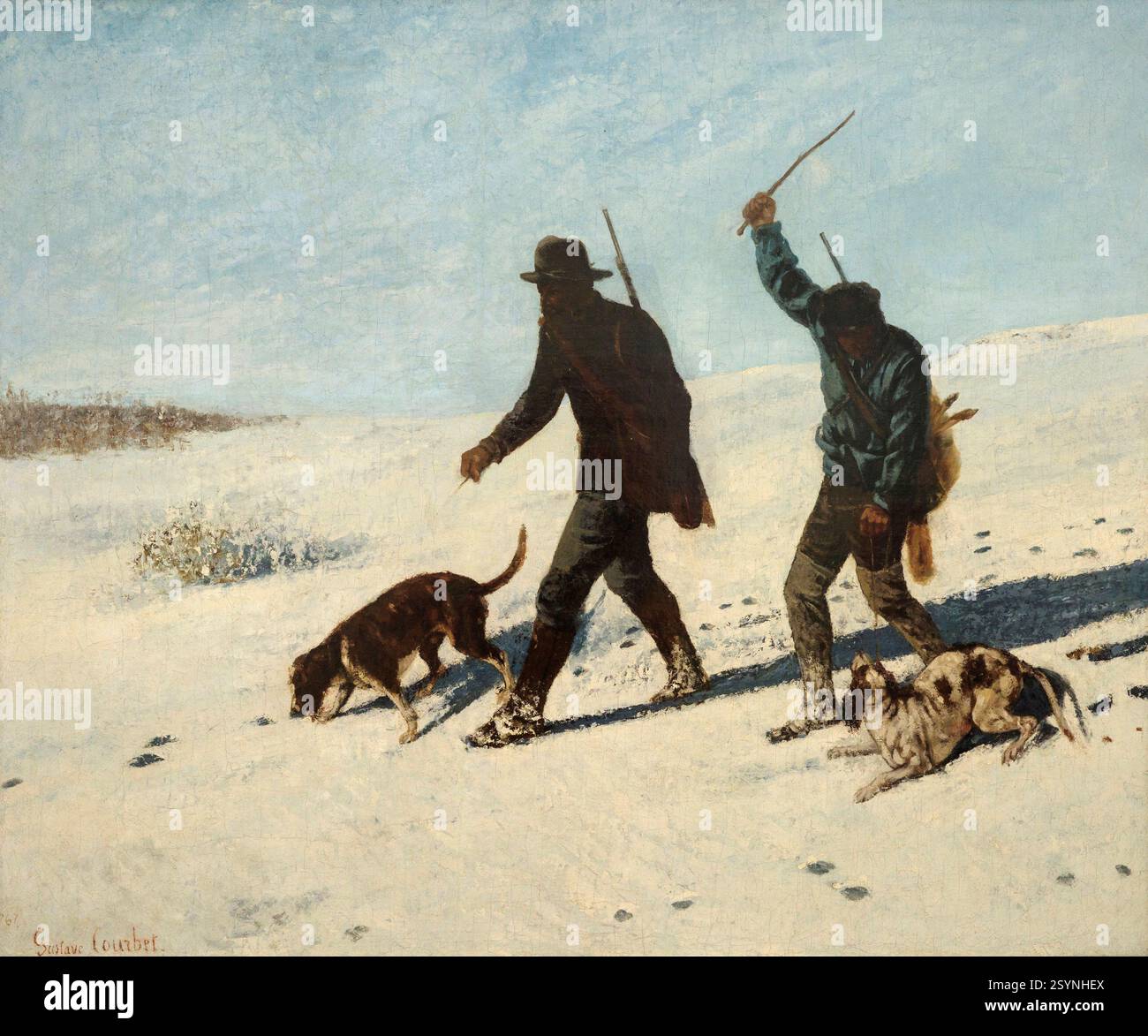 Gustave Courbet (1819-1877), Bracconieri nella neve, 1867. Poachers in ...