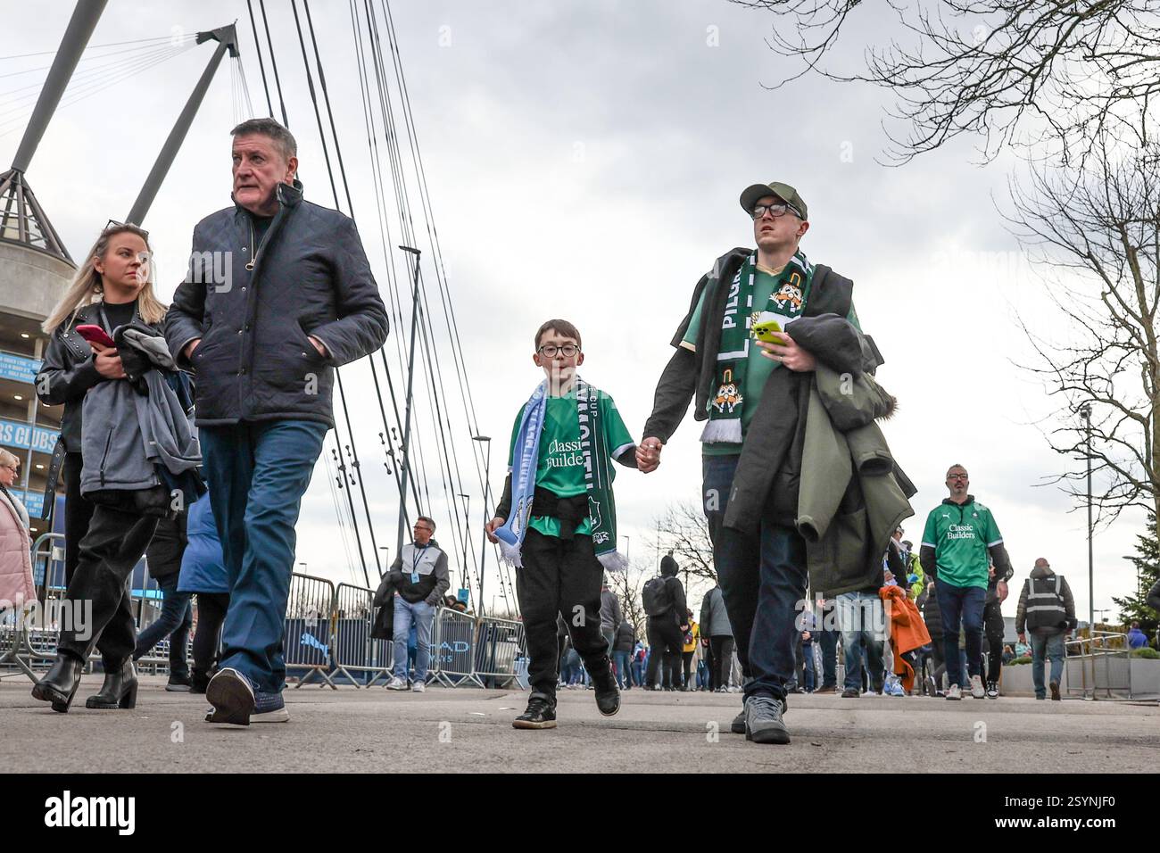 Plymouth fans arrive at the Etihad Stadium during the Emirates FA Cup ...