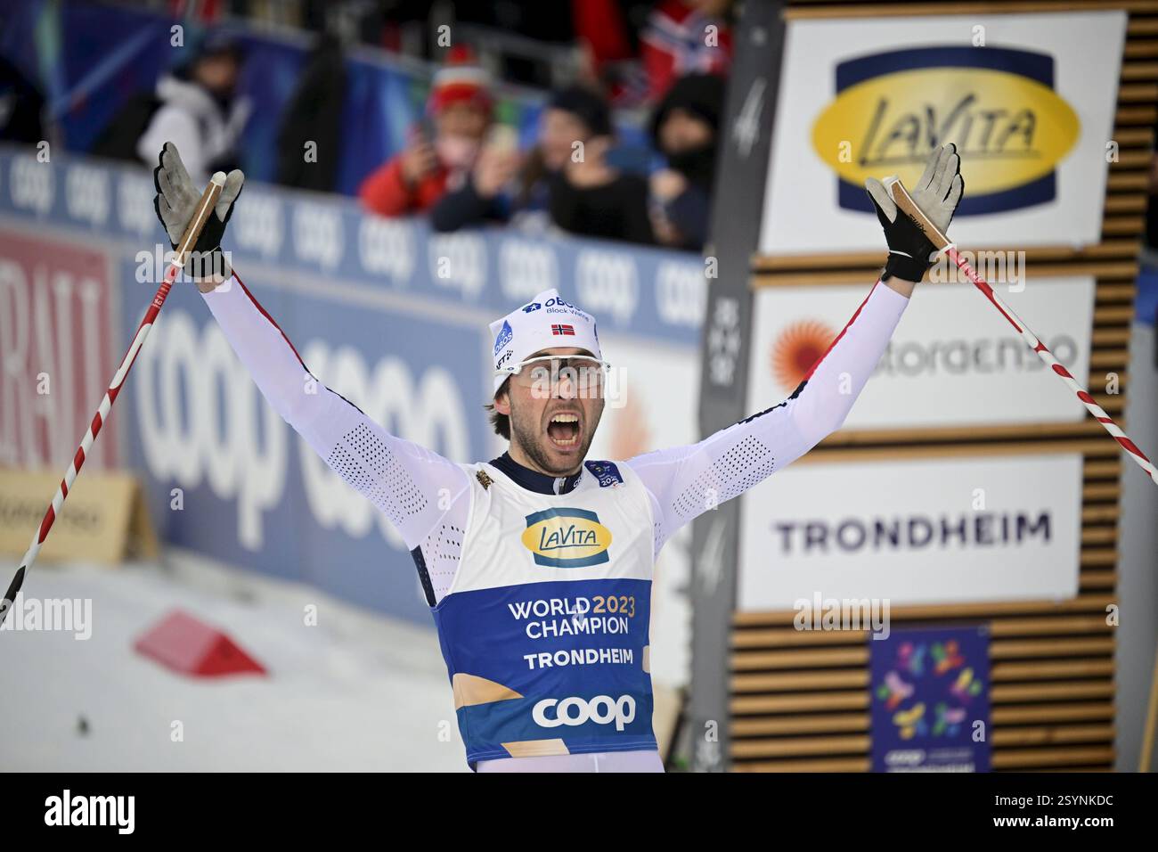 Trondheim, Norway. 01st Mar, 2025. Gold medallist Jarl Magnus Riiber of ...