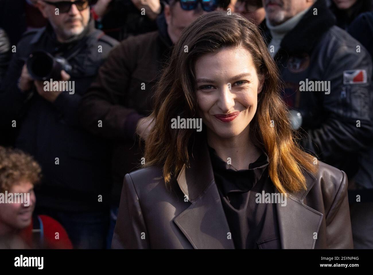 Milan, Italy. 28th Feb, 2025. Amina Seck is seen arriving at the Tod's ...