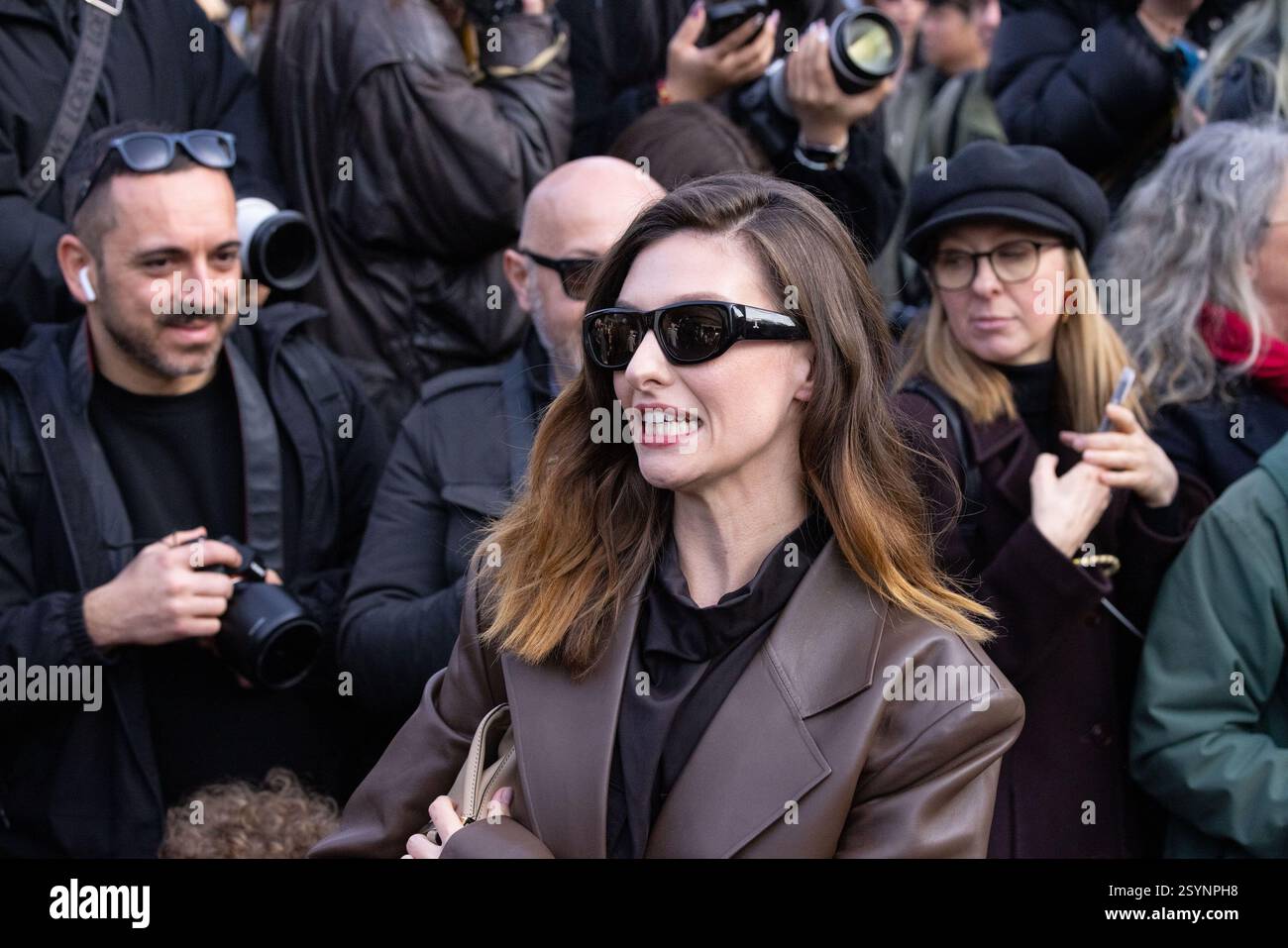 Milan, Italy. 28th Feb, 2025. Dharma Woods is seen leaving the Tod's ...