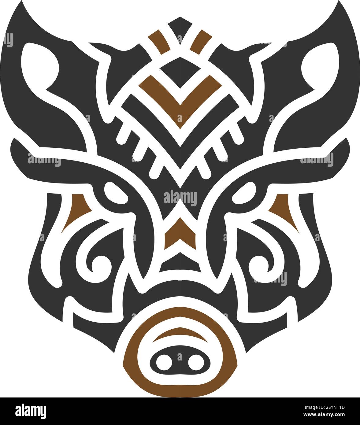 Fierce tribal wild boar tattoo design featuring intricate geometric ...