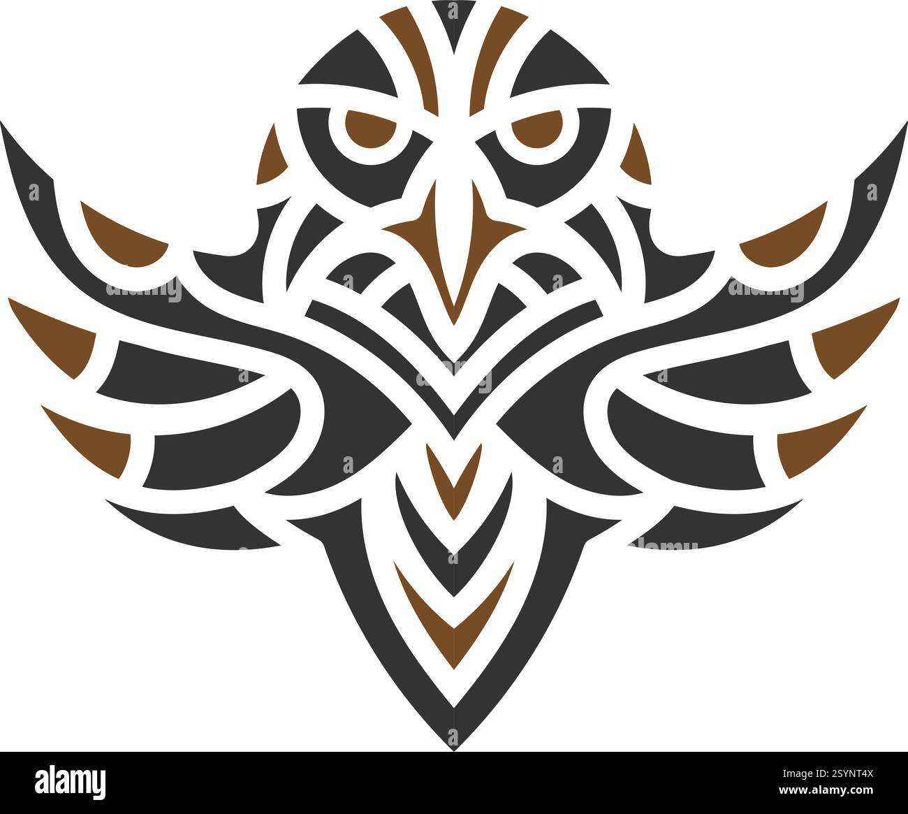 Stylized tribal owl tattoo design featuring bold geometric patterns in ...