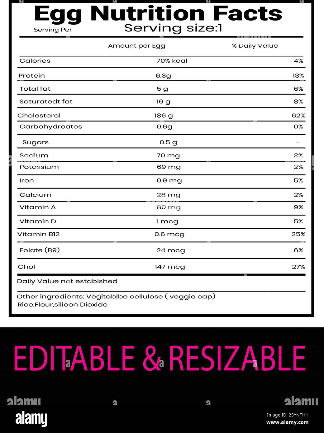 Egg nutrition facts Stock Vector Image & Art - Alamy