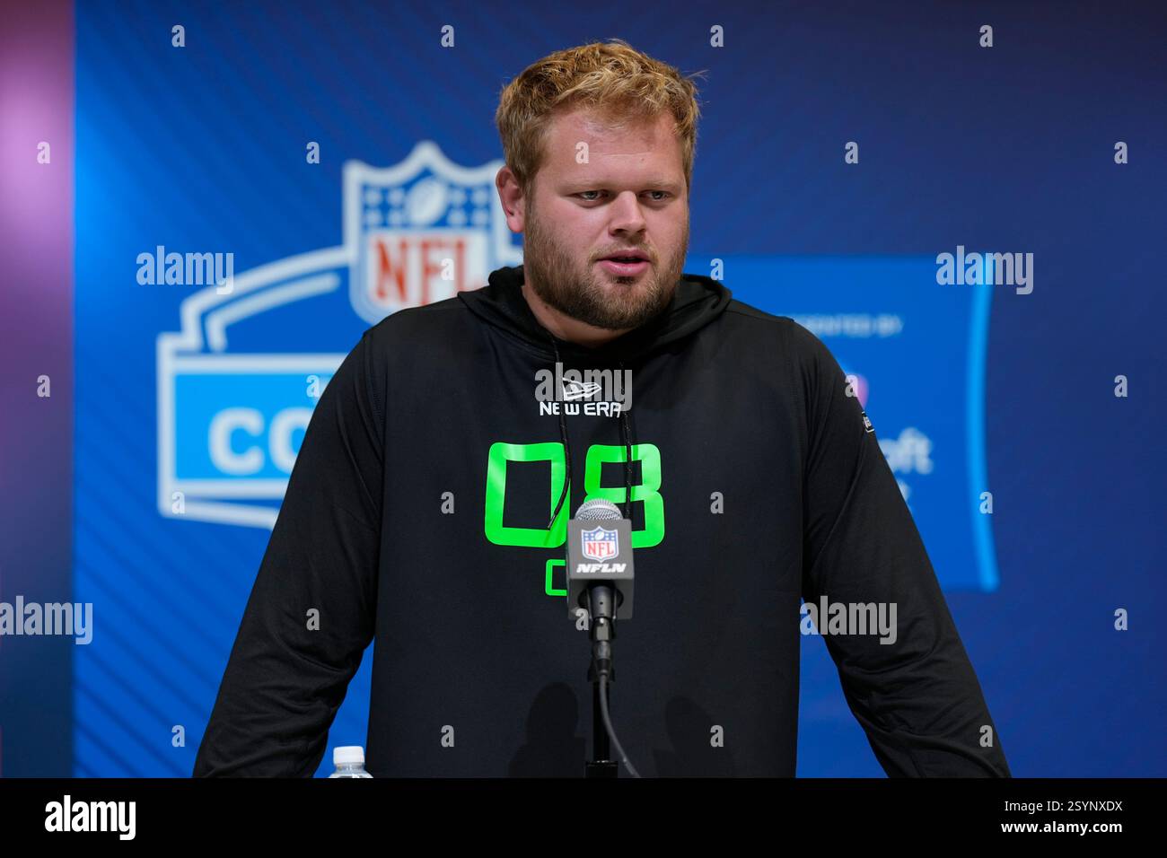 Texas offensive lineman Hayden Conner speaks during a press conference ...
