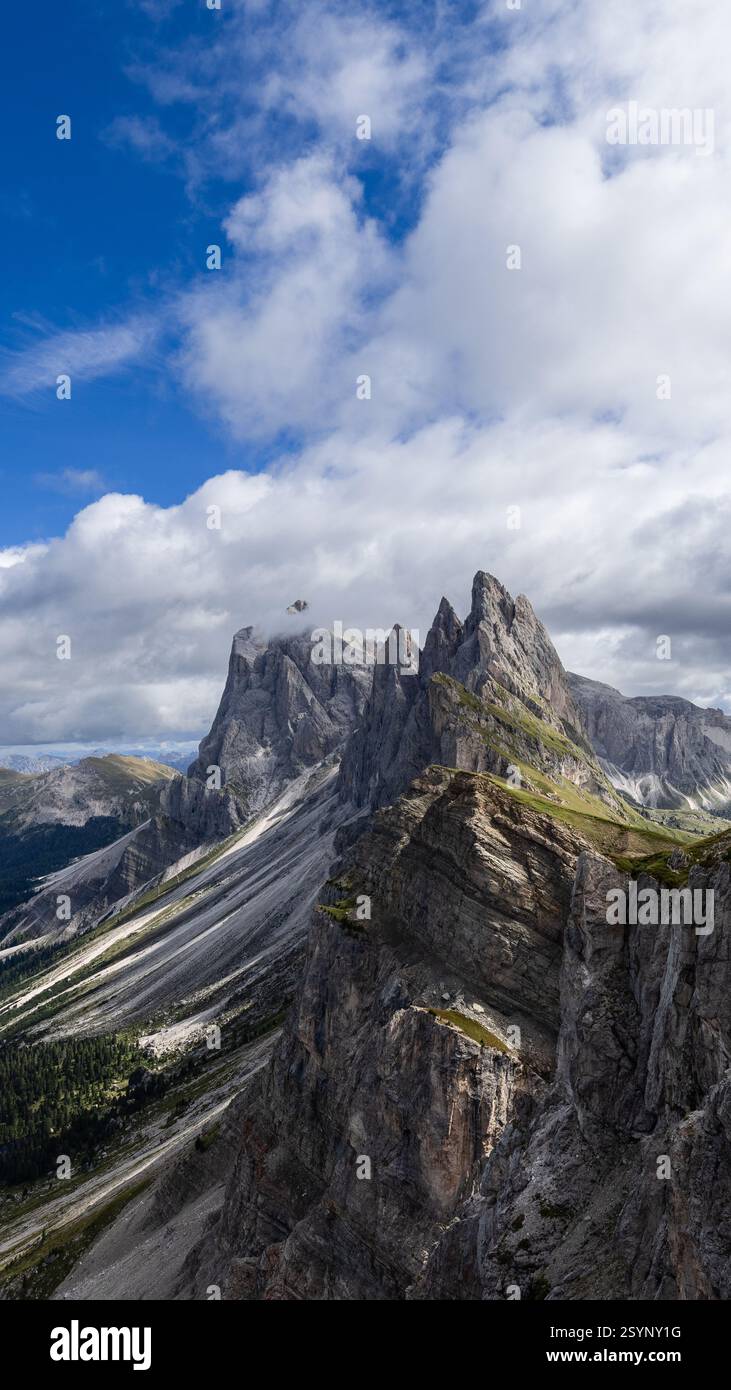 Seceda ridge in the Dolomites, Italy, is known for its striking curve ...