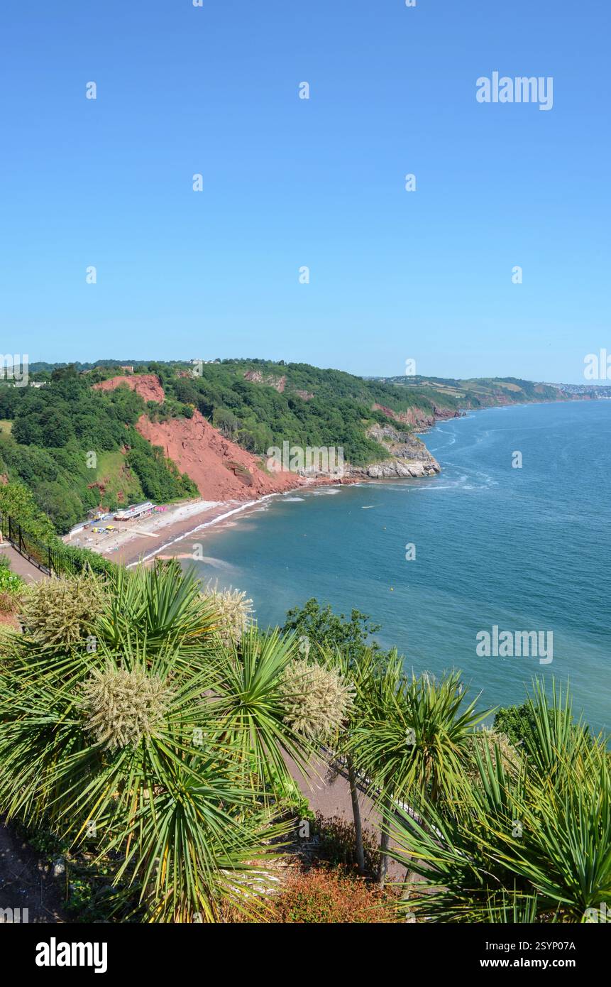 View from Babbacombe Downs acroos Babbacome and Lyme Bay looking ...