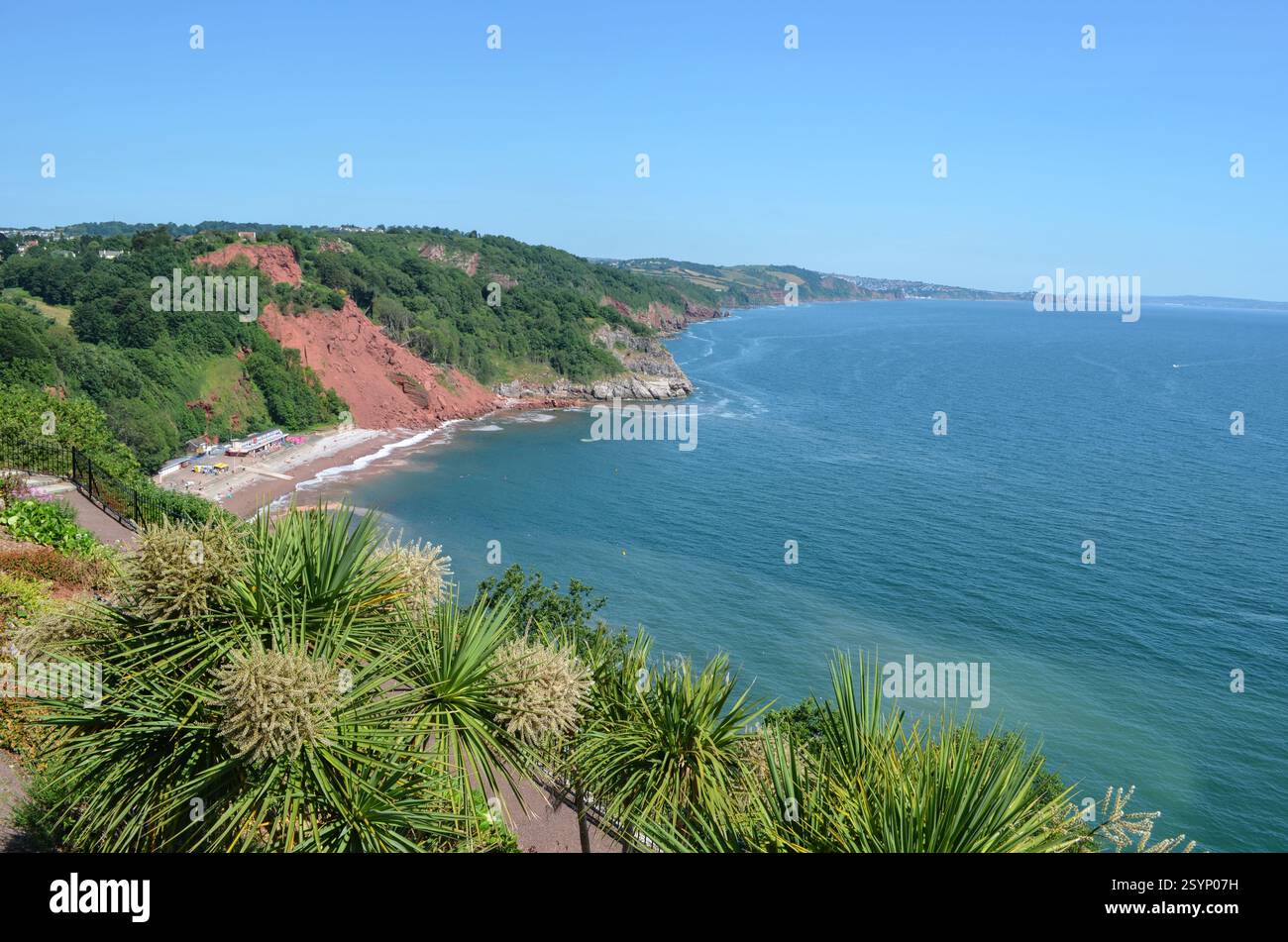 View from Babbacombe Downs acroos Babbacome and Lyme Bay looking ...