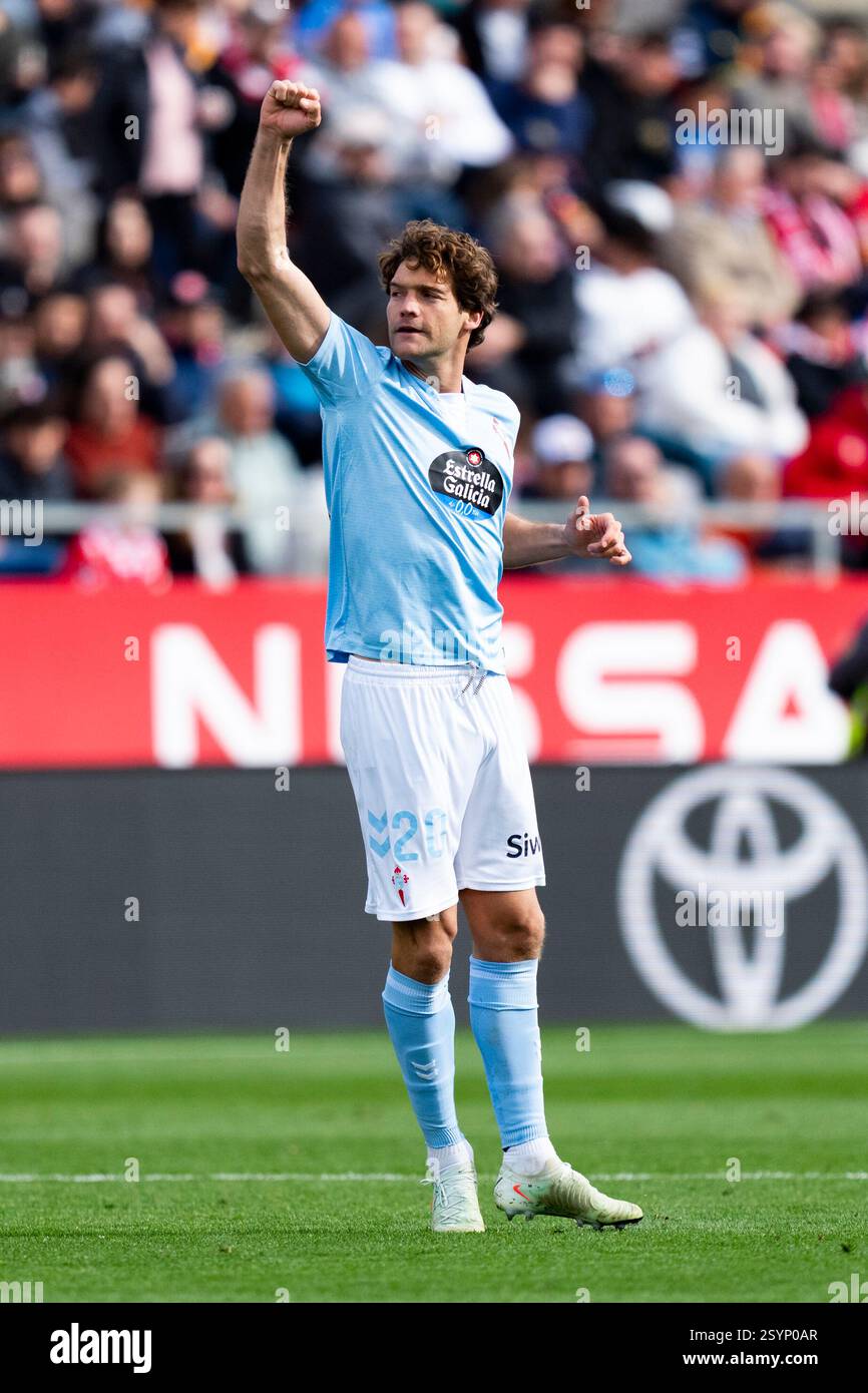Girona, Spain. 1st Mar, 2025. Marcos Alonso (RC Celta) celebrates after ...