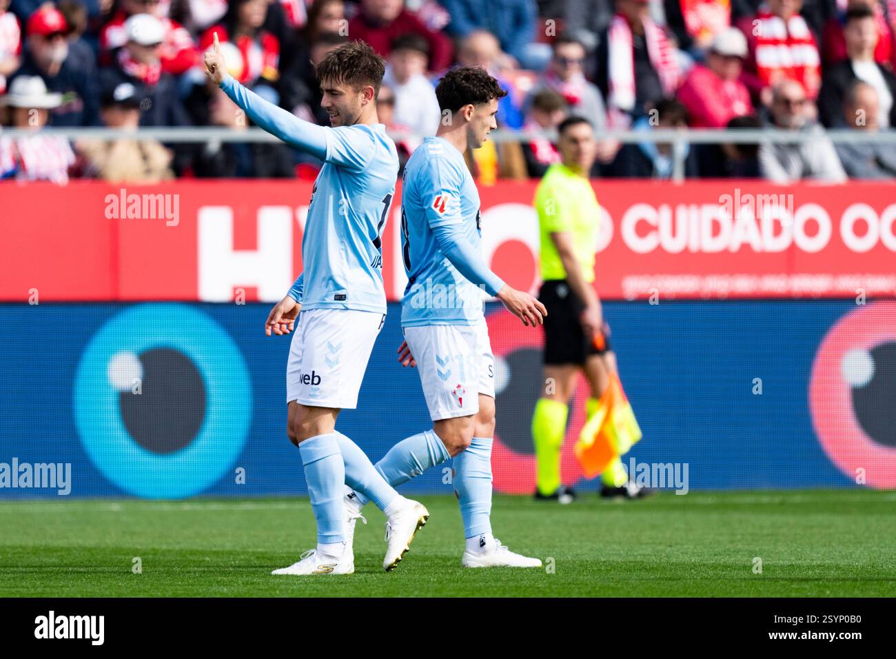Girona, Spain. 1st Mar, 2025. Iker Losada (RC Celta) celebrates after ...