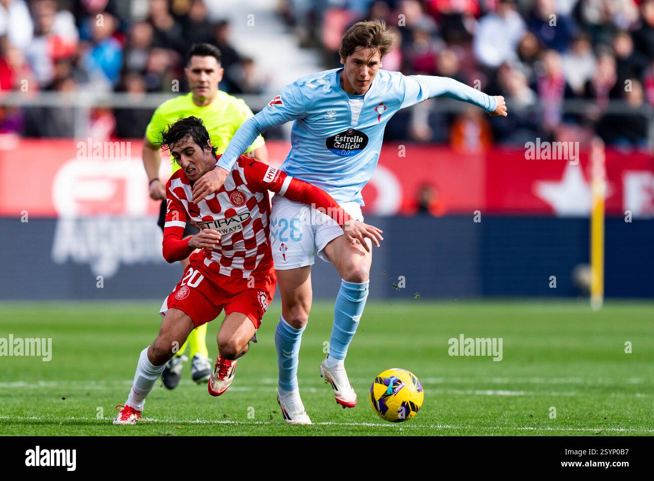 Bryan (Girona FC) duels for the ball against Fernando Lopez (RC Celta ...