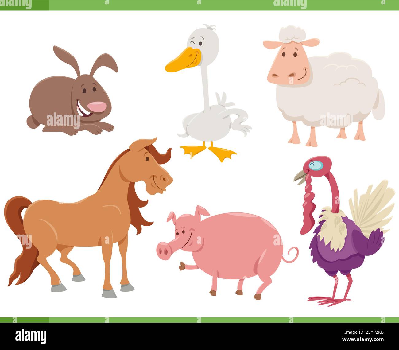 Cartoon illustration of funny farm animals comic characters set Stock ...