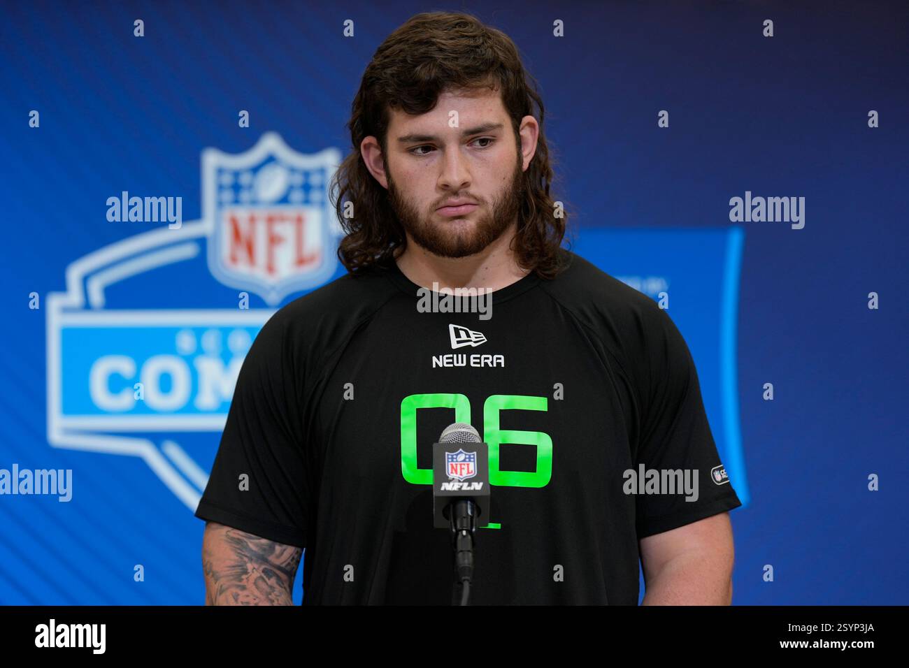 Iowa offensive lineman Connor Colby speaks during a press conference at ...