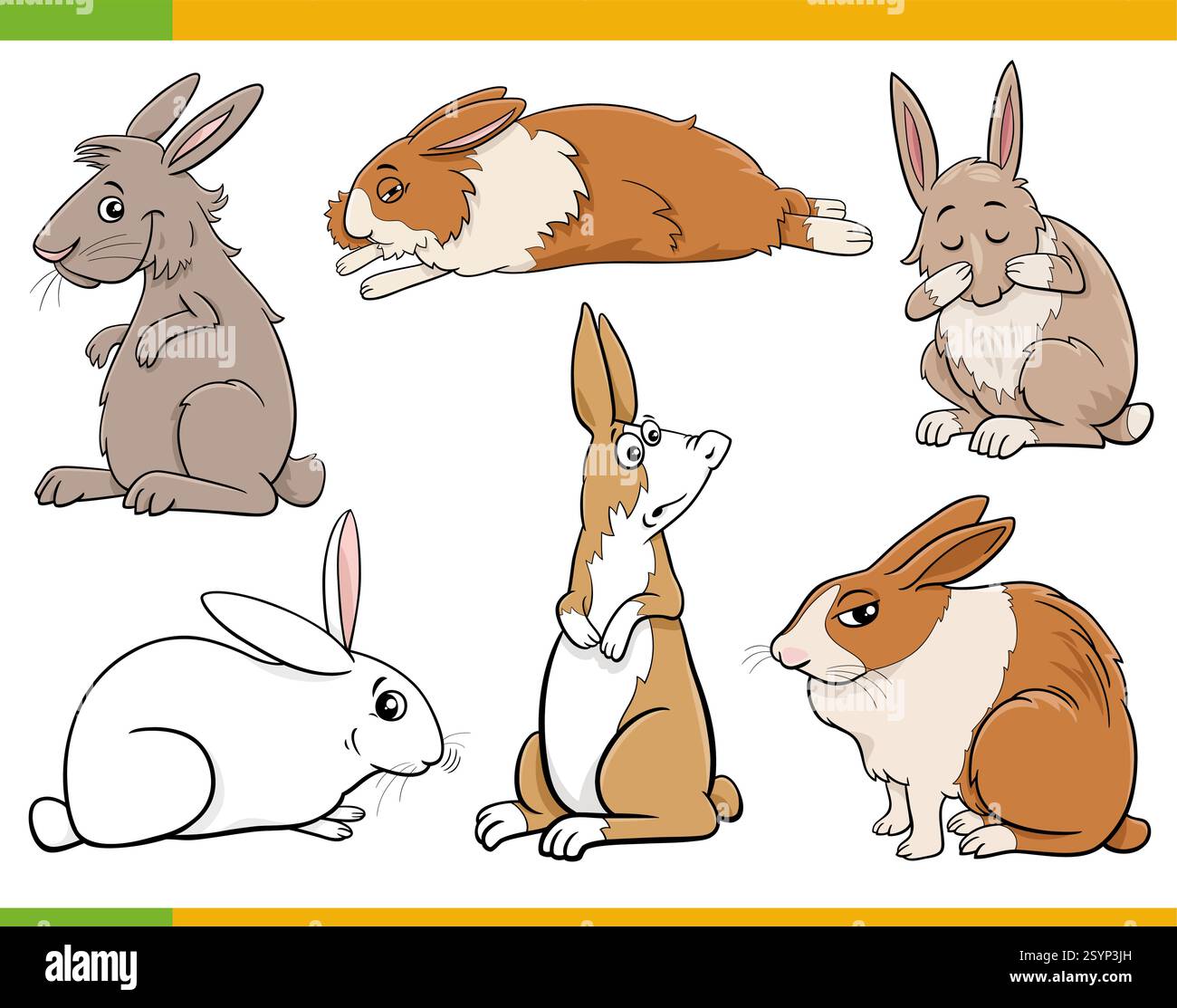 Cartoon illustration of funny miniature rabbits animal characters set ...