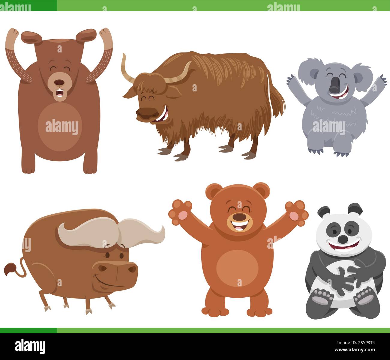 Cartoon illustration of happy wild animal characters set Stock Vector ...