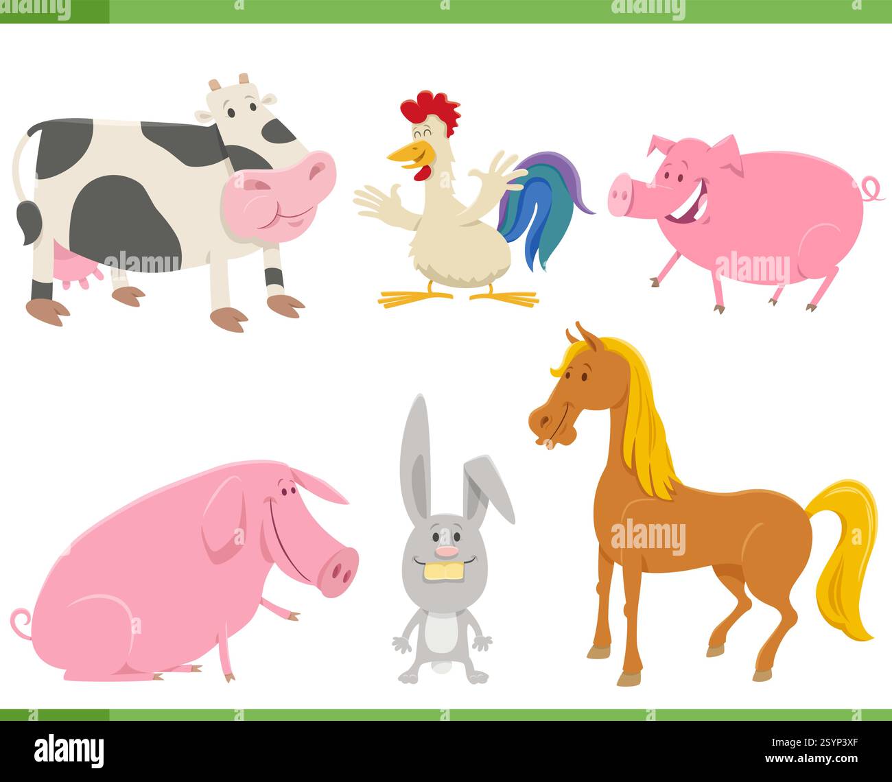 Cartoon illustration of funny farm animals comic characters set Stock ...