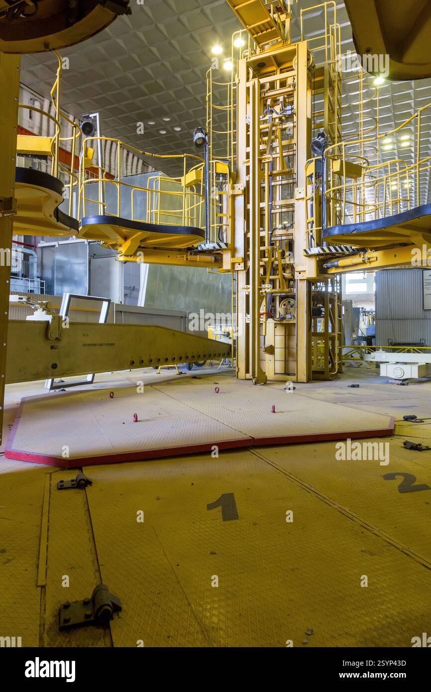 Former Zenit-M rocket assembly shop at the Baikonur Cosmodrome Stock ...