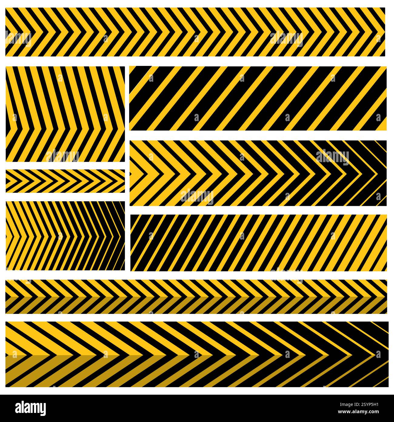Warning Tapes Set. Yellow and Black Danger Caution Sign. Striped ...