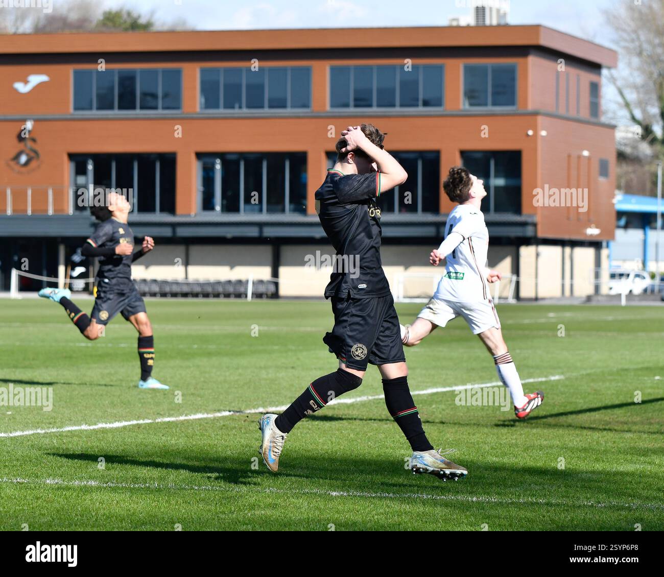 Landore, Swansea, Wales. 1 March 2025. Jake Coomes of Queens Park ...