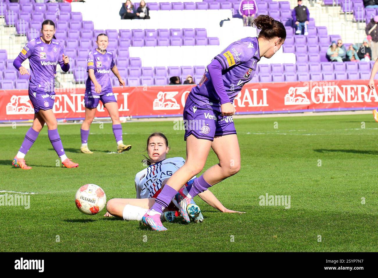 VIENNA, AUSTRIA - MARCH 01: Sophie Hoke of FC Blau Weiss Linz Union Kleinmuenchen and Emily ...