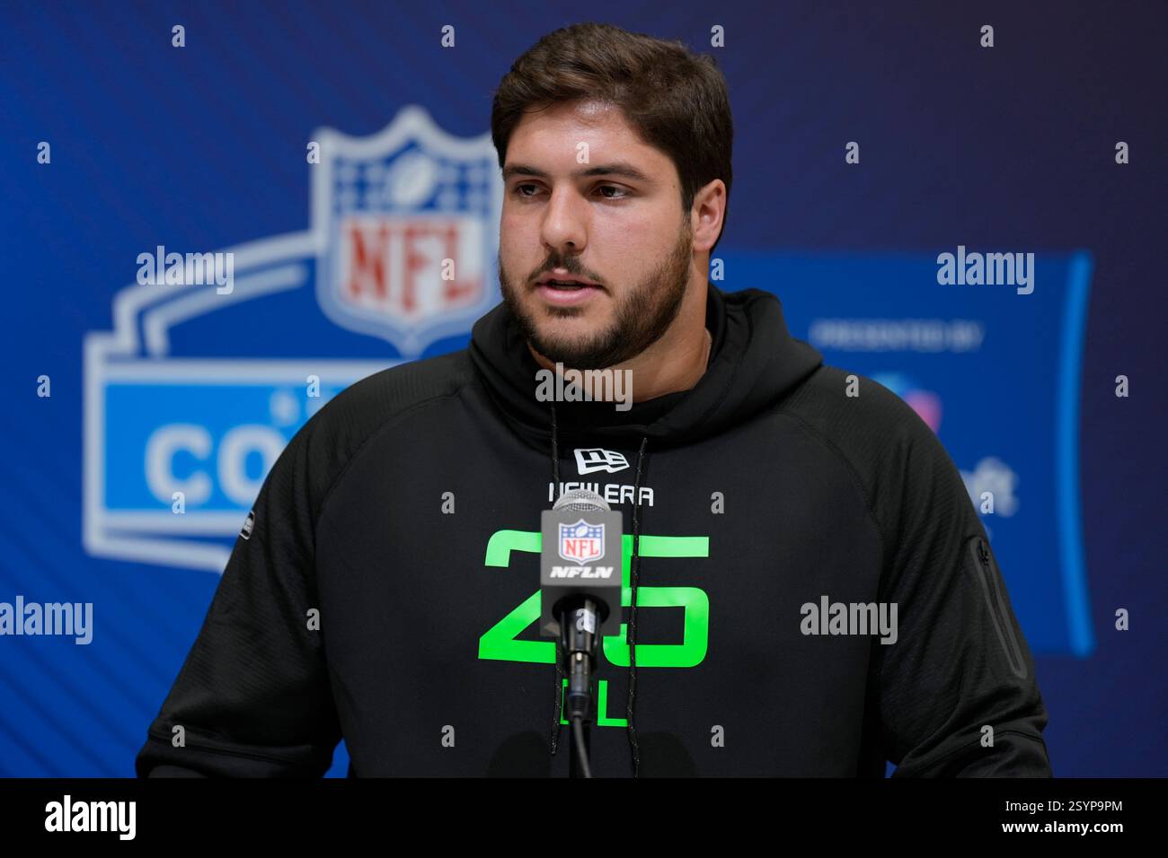 Texas offensive lineman Jake Majors speaks during a press conference at ...