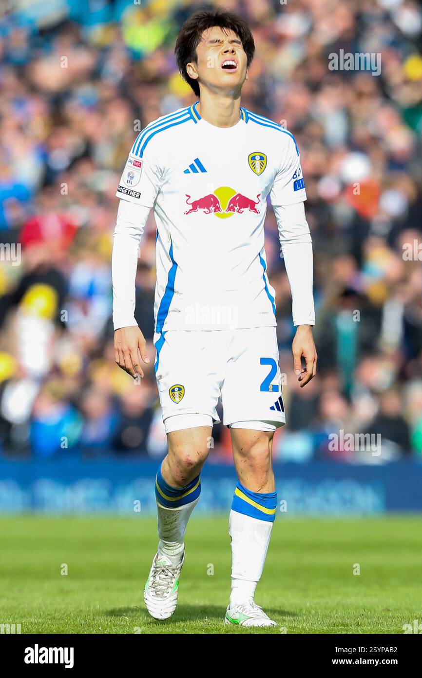 Leeds, UK. 01st Mar, 2025. Ao Tanaka of Leeds United left frustrated ...