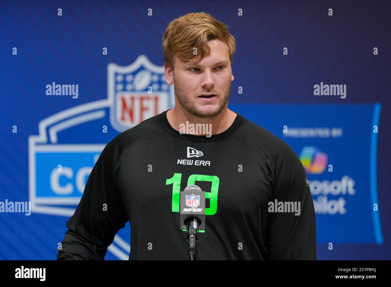 Wisconsin offensive lineman Joe Huber speaks during a press conference ...