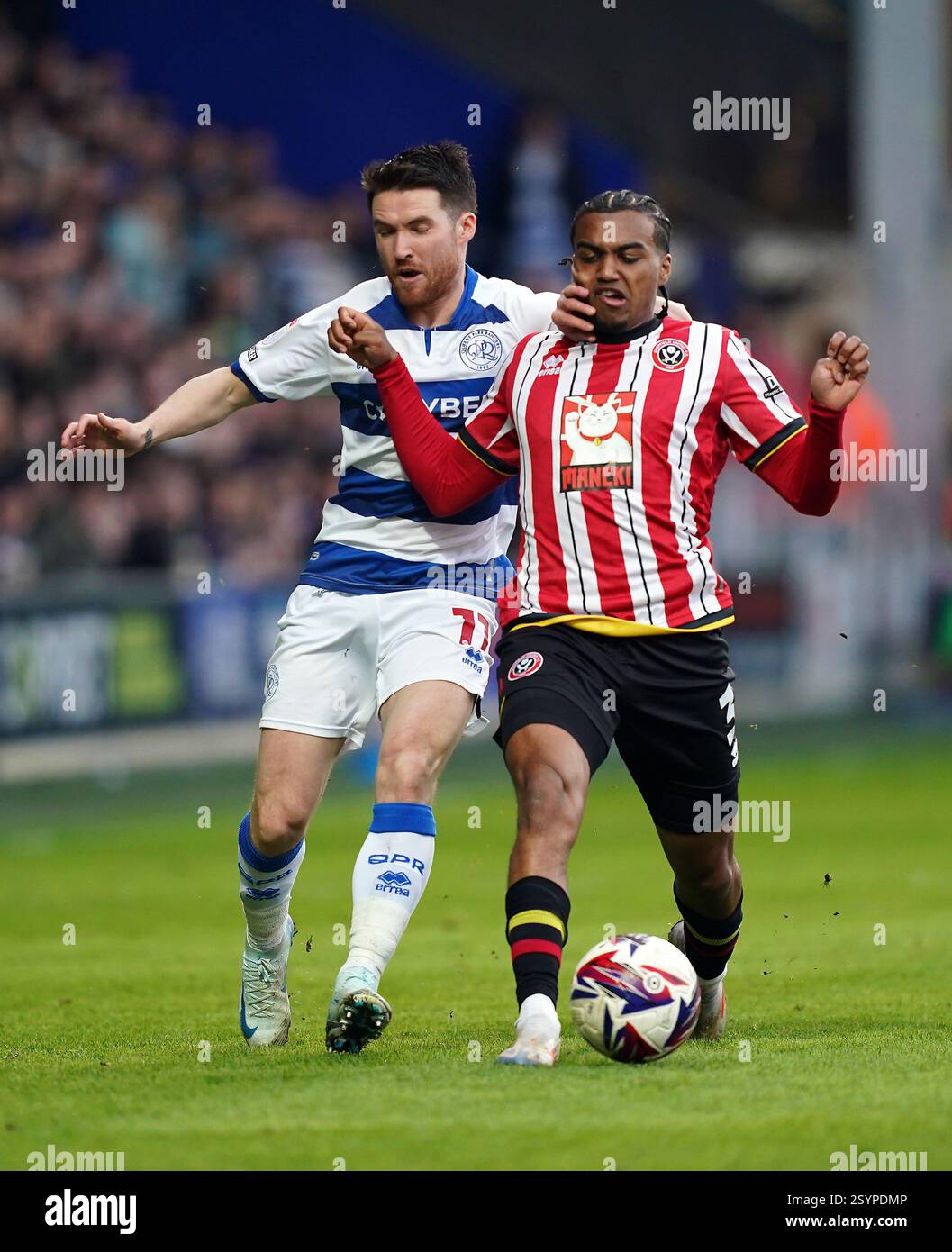 Queens Park Rangers' Paul Smyth and Sheffield United's Sam McCallum ...