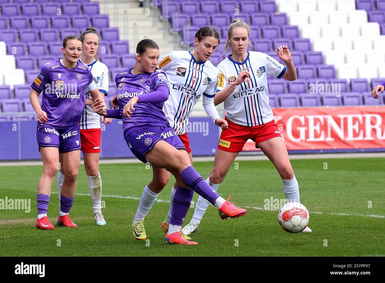 VIENNA, AUSTRIA - MARCH 01: Alisa Ziletkina of FK Austria Wien and Jana Niedermayr of FC Blau ...