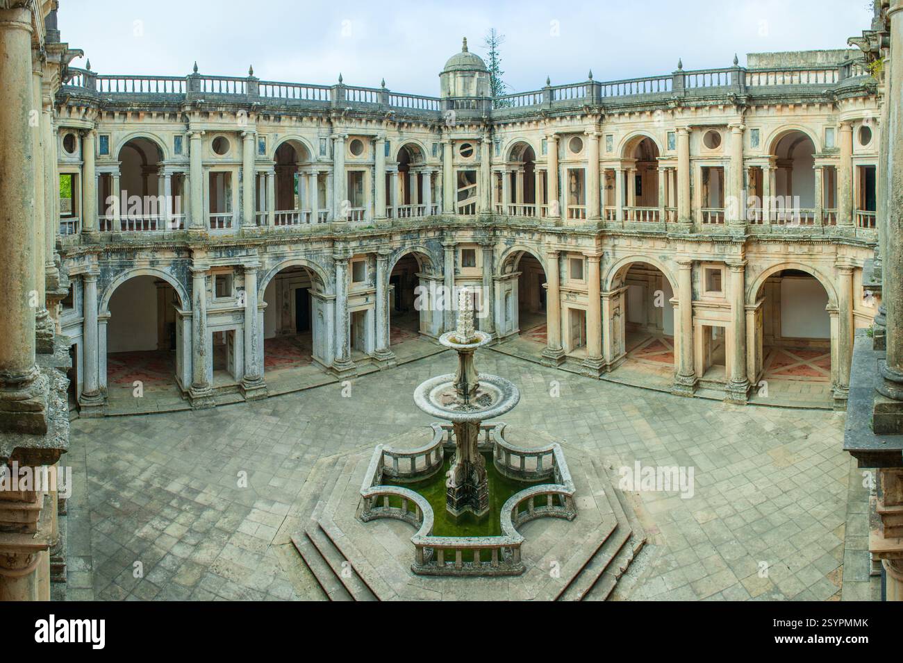 captivating aerial view of a historic monastery courtyard, revealing a ...
