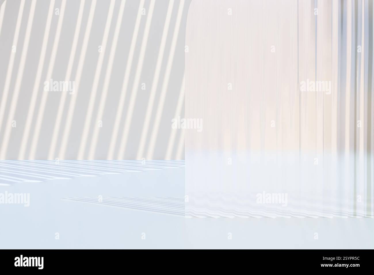 Abstract light patterns and a glass ribbed panel. 3d rendering Stock ...