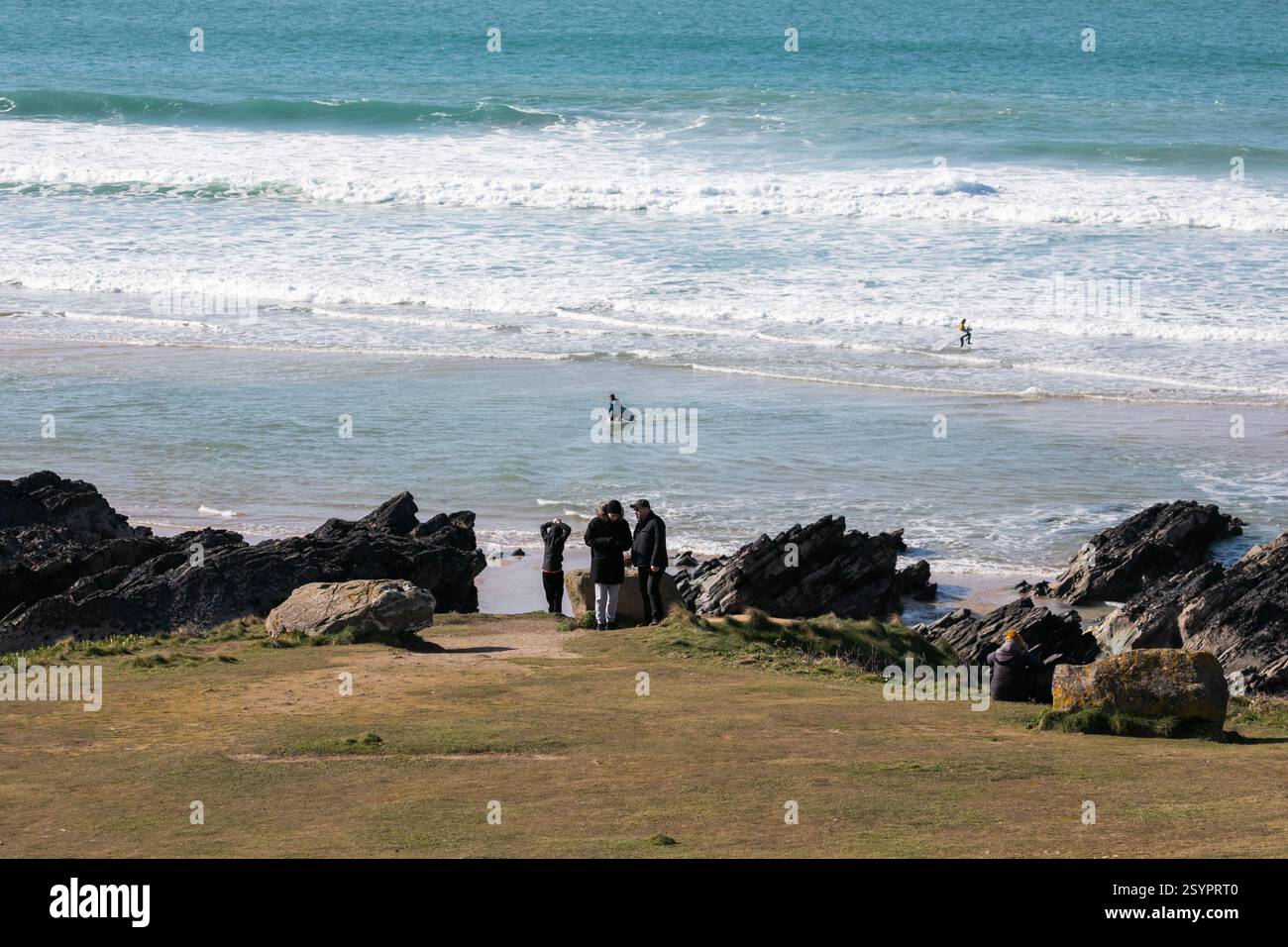 Newquay, Cornwall,1st March 2025, People enjoying the sunny weather on ...