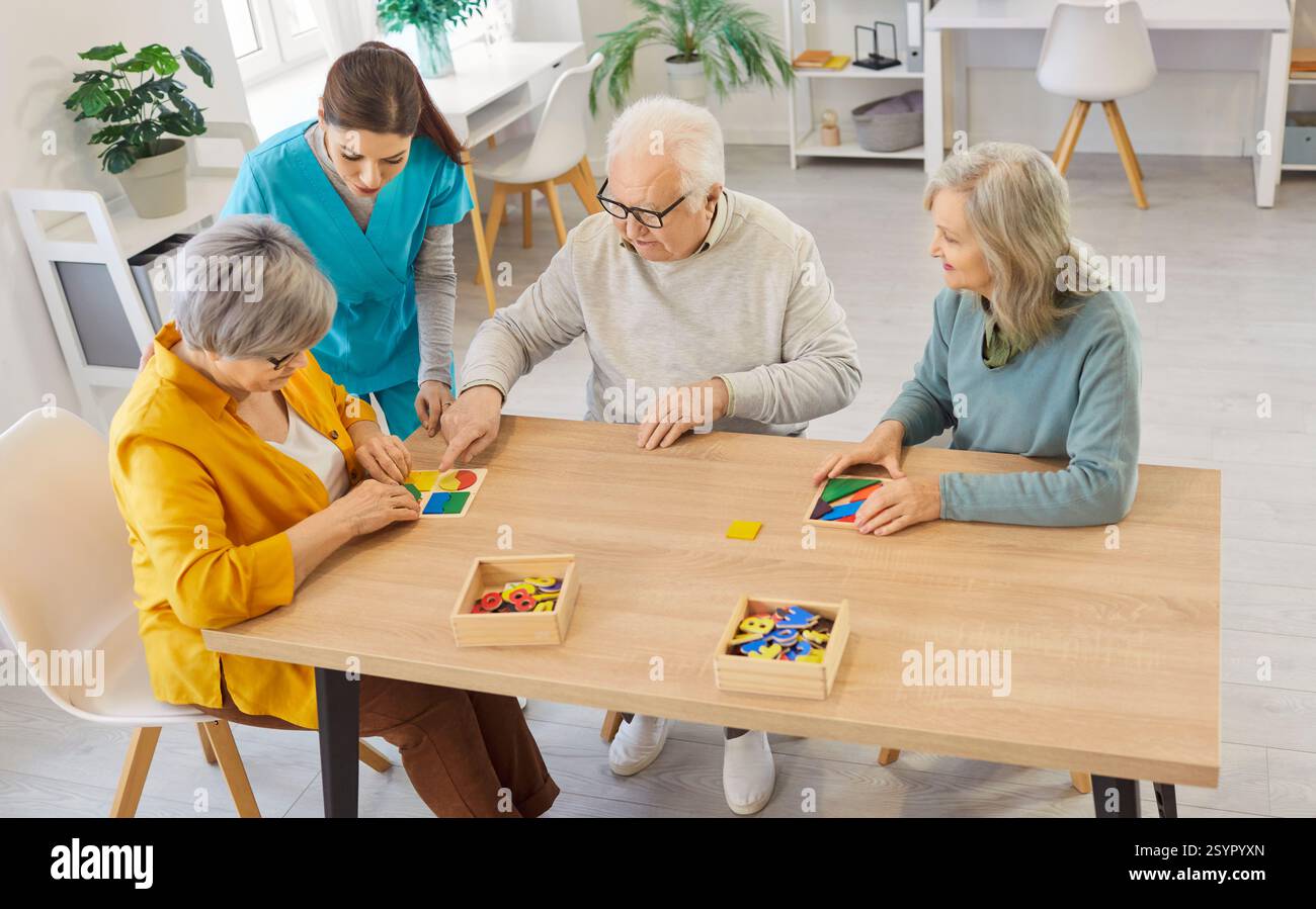 Senior people tabletop games playing fun, memory boosting game, active ...